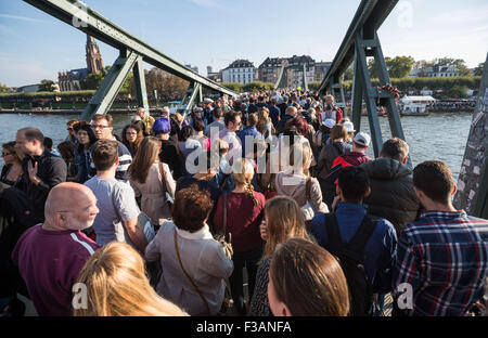 FRANKFURT, GERMANY - OCT 3, 2015: people demonstrate against the ...