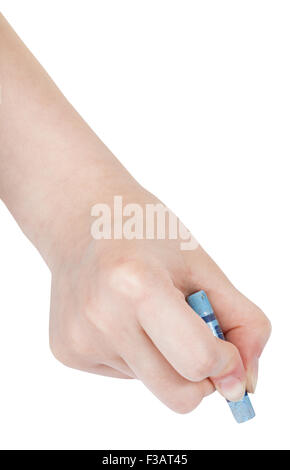 hand drafts by blue pastel isolated on white background Stock Photo - Alamy