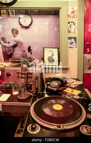 Mock-up of a 1950s radio station at the Sun Studio on 706 Union Ave ...