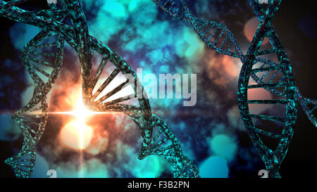 3D DNA strand with vibrant colors for genetics background Stock Photo ...