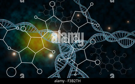 3D DNA strand with vibrant colors for genetics background Stock Photo ...