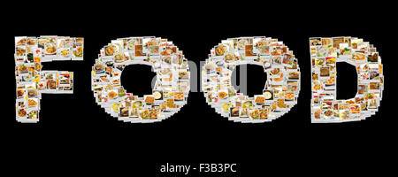 Word food collage of lots of popular worldwide dinner foods and ...