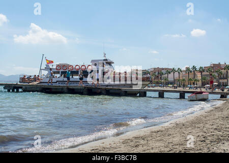 The Tourist Boat on the Mar Menor and Beach at Los Alcazares, Murcia ...