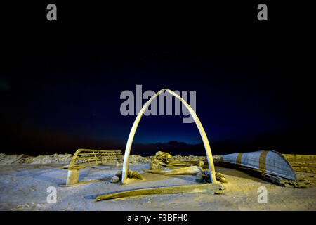 The Whale Bone Arc in the Arctic village of Barrow Alaska Stock Photo ...
