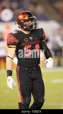 San Diego, CA. 03rd Oct, 2015. San Diego State University Punter #91 ...