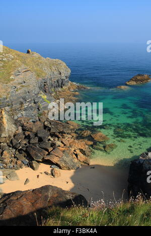 Flat calm autumn day at Penhallic point, Harlyn Bay, North Cornwall ...