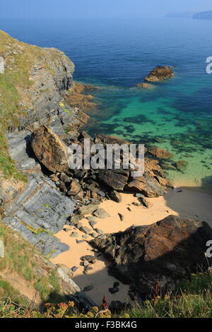 Flat calm autumn day at Penhallic point, Harlyn Bay, North Cornwall ...