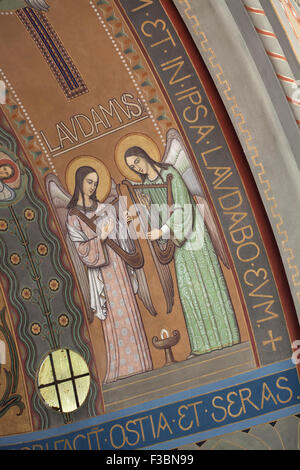 Two angels making music depicted in the mural designed by Benedictine ...