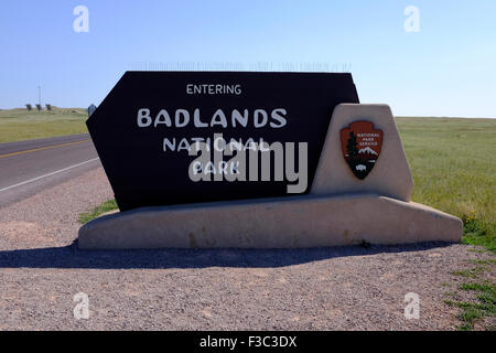 Entering Badlands National Park sign Stock Photo - Alamy