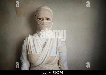 woman wrapped in bandages as egyptian mummy halloween costume fletching ...