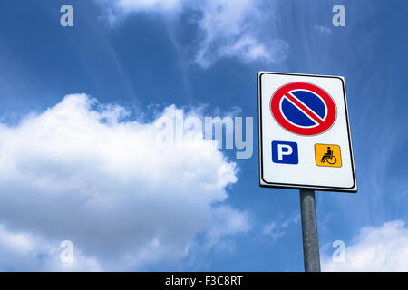 Road sign no parking, with exceptions Stock Photo - Alamy