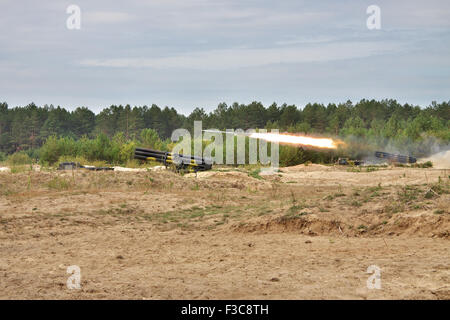 Goncharovskoe, Ukraine - September 16, 2010: BM-27 Uragan missile ...