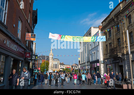 Shops on High Street, Leicester, Leicestershire, East Midlands, UK ...