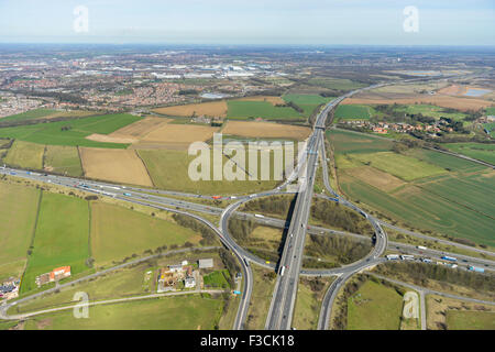 Aerial photograph of A1-M18 junction, Wadworth, Doncaster Stock Photo ...
