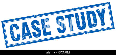 case study blue square grunge stamp on white Stock Photo - Alamy