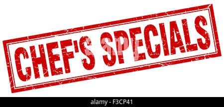 chef's specials red square grunge stamp on white Stock Photo - Alamy