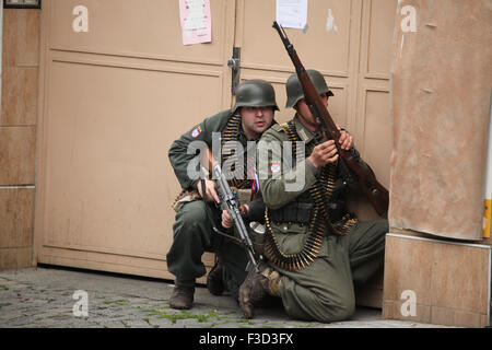 Reenactors uniformed as soldiers of the Russian Liberation Army (ROA ...