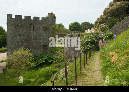 Trematon Castle Saltash Cornwall showing house and garden Stock Photo ...