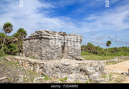 The seaside view of the Castle at Tulum, God of Winds Temple, Atlantic ...