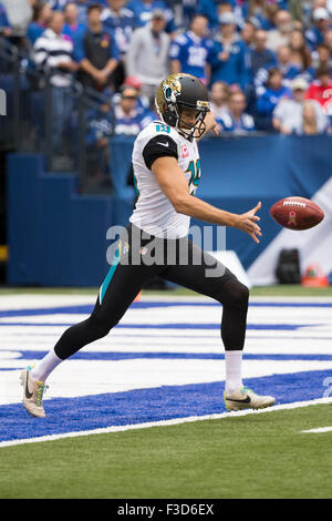 Jacksonville Jaguars punter Bryan Anger kicks as he warms up prior to ...