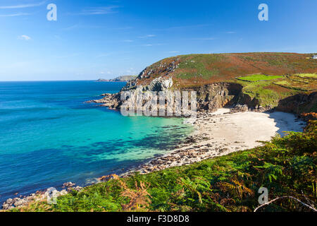 Overlooking the secluded beach at Portheras Cove near Pendeen in ...