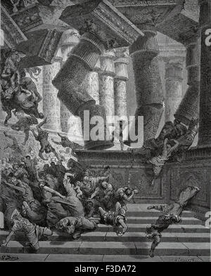 Samson destroying the temple of Dagon. Book of Judges. Chapter 16 ...