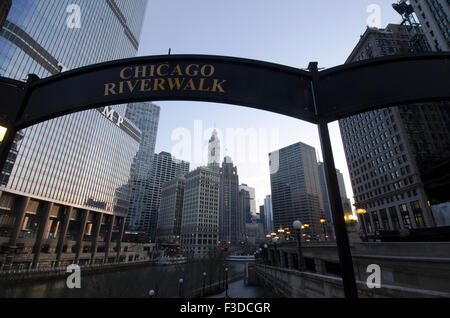 chicago riverwalk sign Stock Photo - Alamy