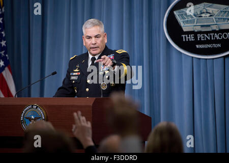U.S. Army Gen. John F. Campbell waves at the audience during a ...