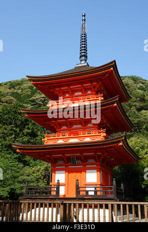 Three story pagoda of Kiyomizu-dera Temple in Kyoto, Japan Stock Photo ...