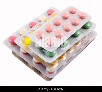 Blister package with Vitamin on color background. Medicine pills on a ...