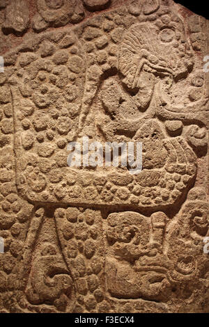 Mayan Jaguar Relief Carving. Mayan artifact displayed in the museum in ...