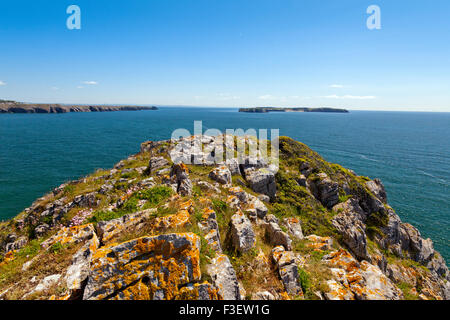 Caldey Island from Lydstep Point in the Pembrokeshire Coast National ...