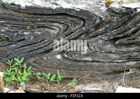 Layers of iron ore formed in the earth Stock Photo - Alamy