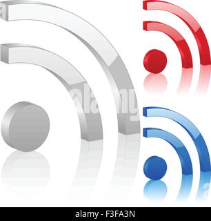 RSS feed icon symbol. 3D style. Trendy, modern design with space for ...