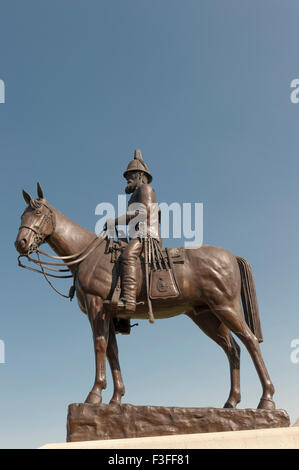 The statue of Colonel James Macleod at Fort Calgary honors the ...