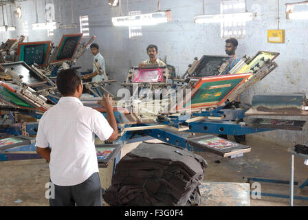 Manual fusing after printing in a garment industry ; Tirupur ; Tamil ...