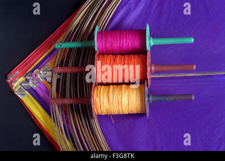 Kites, reels of colourful manja for celebrating Makara Sankranti ...
