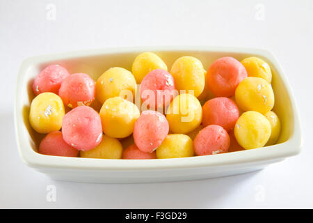 Indian food ; sweet dessert angoor Bengali mithai bonbon small ball ...