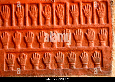 Hand print Of sati women on wall of Jodhpur fort, Rajasthan, India ...