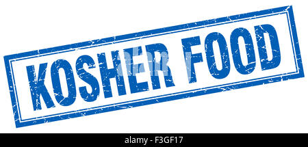 kosher food blue square grunge stamp on white Stock Photo - Alamy