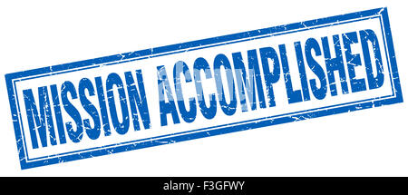 mission accomplished blue square grunge stamp on white Stock Photo - Alamy