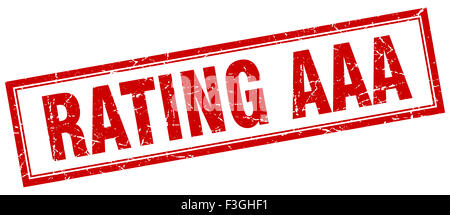 Rating AAA red square grungy stamp isolated on white background Stock ...