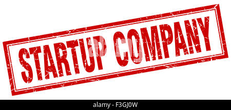 startup company red square grunge stamp on white Stock Photo - Alamy