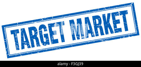 target market blue square grunge stamp on white Stock Photo - Alamy