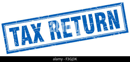 tax return blue square grunge textured isolated stamp Stock Photo - Alamy