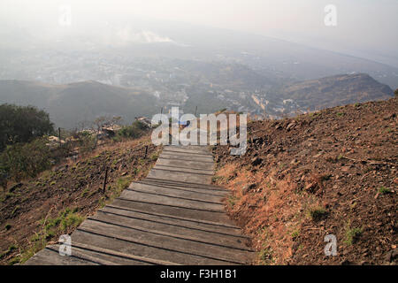 Steps at Jivdani Mandir temple on top of the hill ; Bombay now Mumbai ...