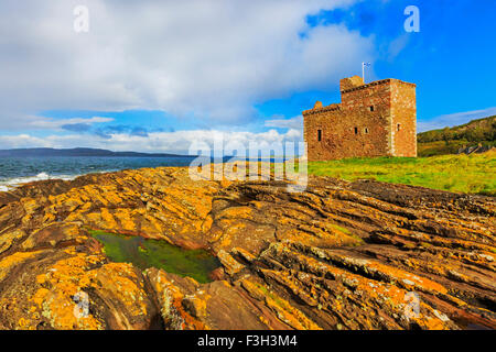 Portencross Castle, managed by Historic Scotland, overlooking the Firth ...
