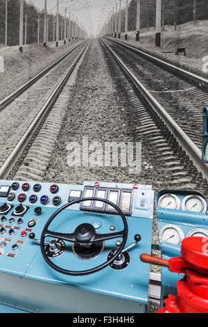 the control panel of an old locomotive closeup Stock Photo - Alamy