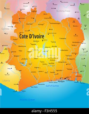 Abidjan, Cote d'Ivoire map. Detailed black map of Abidjan city ...