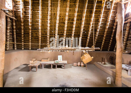 Interior of a Yagoi period pit house dwelling at the Yoshinogari Park ...